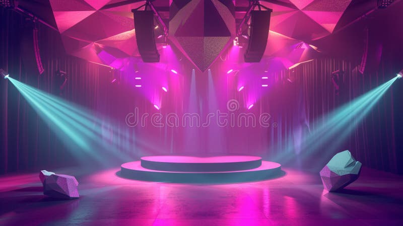 Abstract Artistic Stage on Rock Festival. Generative Ai Stock ...