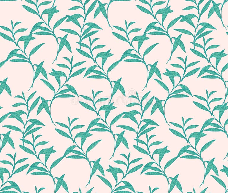Abstract Artistic Tiny Leaf Stems Seamless Pattern. Unique Green ...
