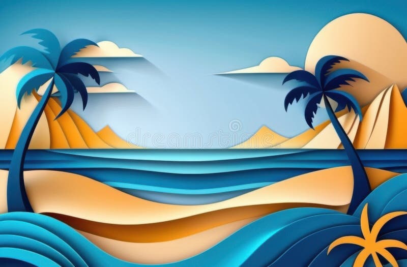Abstract Artwork of a Beach and Sea at 4-11-2024 Stock Illustration ...