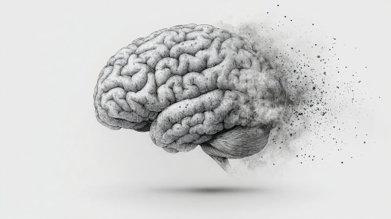 Abstract Artwork of a Brain Dissolving into Particles in a Creative ...