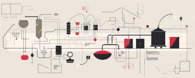 Abstract Technological Process Illustration with Circuitry and ...