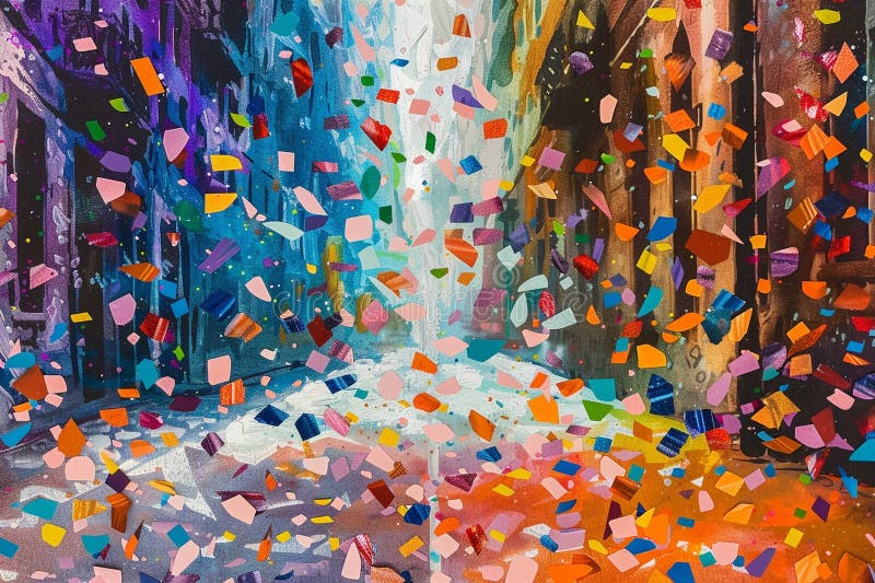 Abstract Artwork with Colorful Confetti Stock Illustration ...