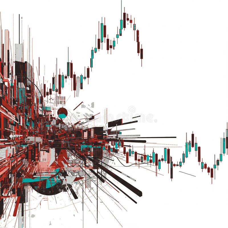 Abstract Artwork Combining Financial Chart Elements with Dynamic ...