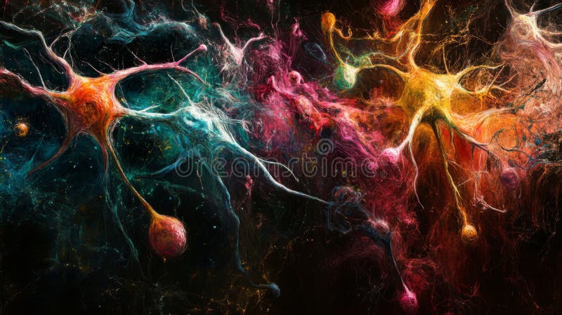 Abstract Artwork Depicting Colorful Neural Networks Stock Illustration ...
