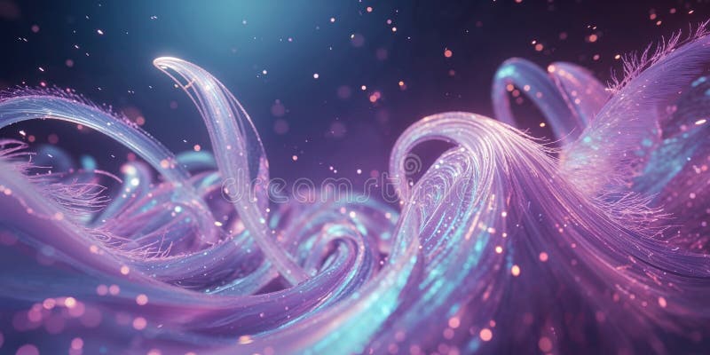 Abstract Artwork Depicting Curves of Light and Glowing Particles. Stock ...