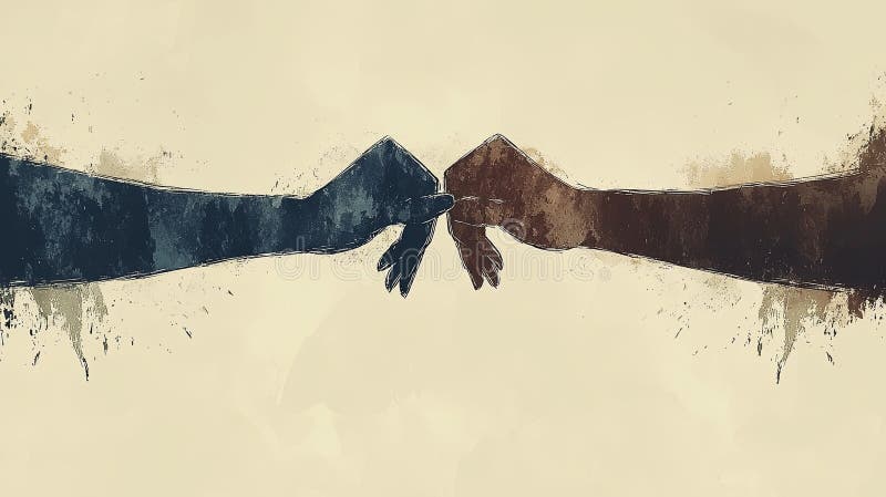 Abstract Artwork Depicting Unity and Connection through Symbolic Hand ...