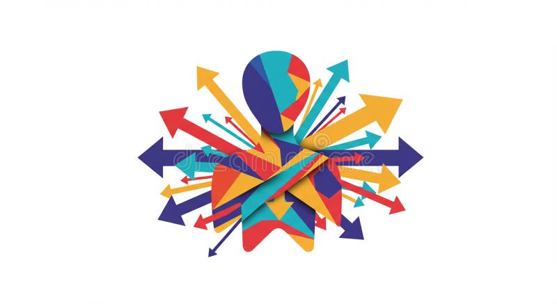 Abstract Artwork Depicts a Stylized Human Figure Composed of ...