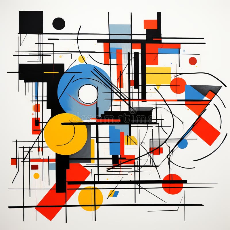 Abstract Artwork with Dynamic Linear Compositions and Memphis Design ...
