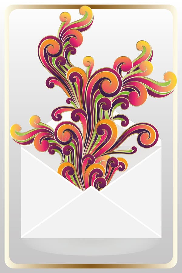 Abstract Artwork of Envelope Sending Out Colorful Greetings Message ...