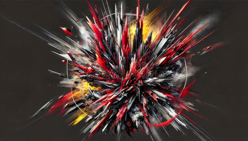 Abstract Artwork Exploding with Sharp Shapes, Overlapping Textures, and ...