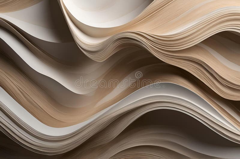 Abstract Layered Paper Waves in Beige Tones, Calming Aesthetics ...