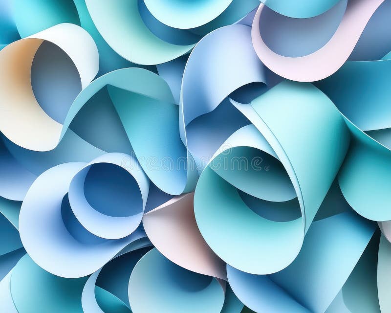 Abstract Geometric Forms in Aqua Minimalist Visual Balance, Curved ...