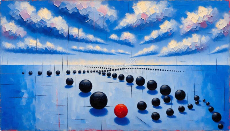 Surreal Art with Simple Abstract Shapes Against a Blue Background ...