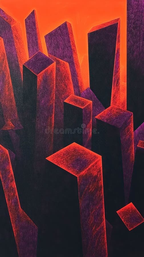 Abstract Artwork Featuring Angular Shapes in Shades of Purple and Red ...