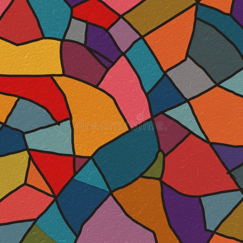 Abstract Artwork Featuring an Array of Irregular Geometric Shapes in a ...