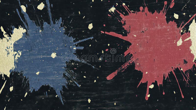 Abstract Blue and Red Ink Splatter on Black Textured Background Stock ...