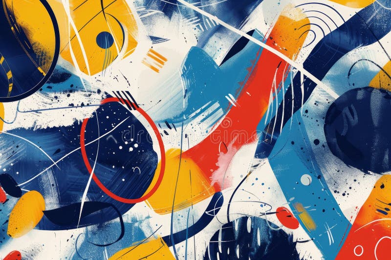 Abstract Artwork Featuring Bold Combinations of Blue, Yellow, and ...