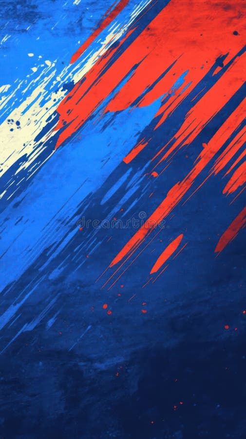 Abstract Artwork Featuring Bold Red and Blue Brush Strokes on a ...