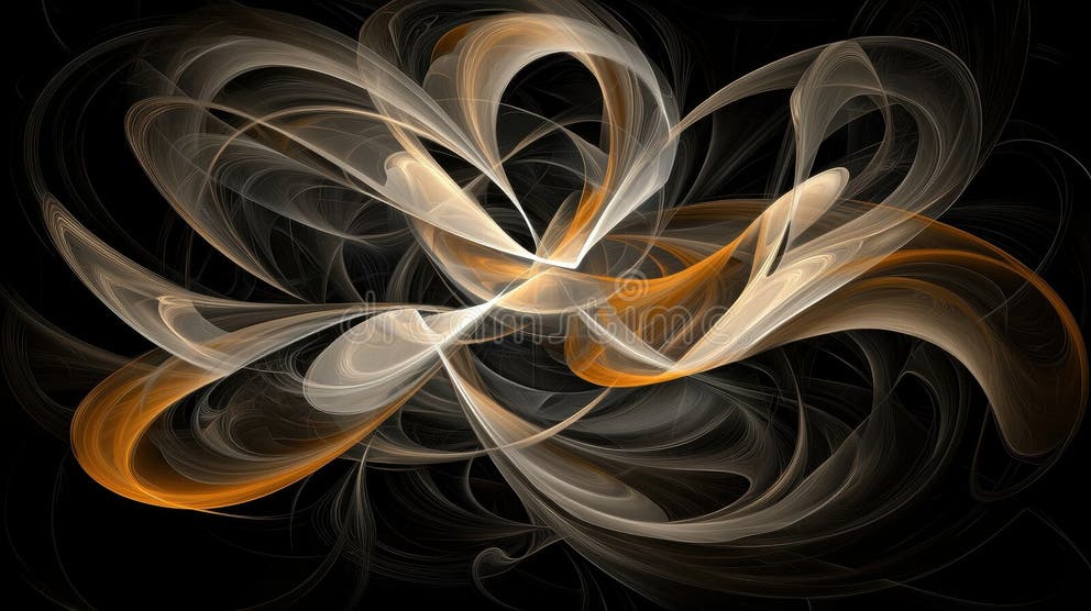 Abstract Artwork Featuring a Complex Interplay of Orange, White, Black, and Gray Stock Image ...