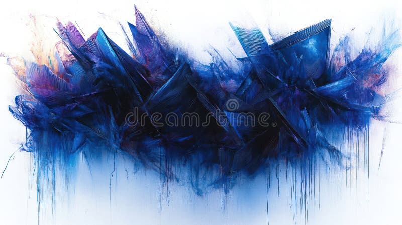 Abstract Artwork Featuring Dynamic Blue and Black Shapes with a Fluid ...