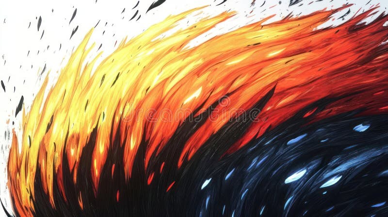 Abstract Artwork Featuring Dynamic Brush Strokes in Fiery Colors ...
