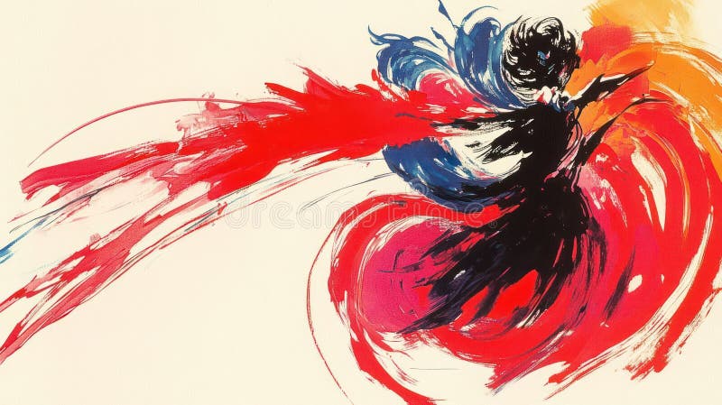 Abstract Artwork Featuring a Dynamic Figure with Flowing Colors and ...