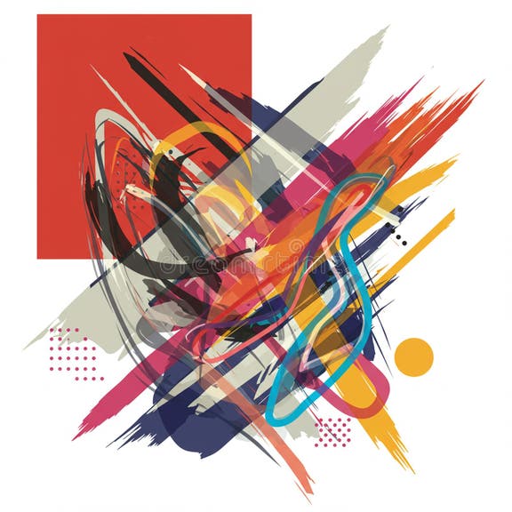 Abstract Artwork Featuring a Dynamic Mix of Bold Colors and Geometric ...