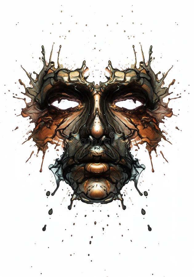 Abstract Artwork Featuring a Face with Fluid, Splattered Textures ...