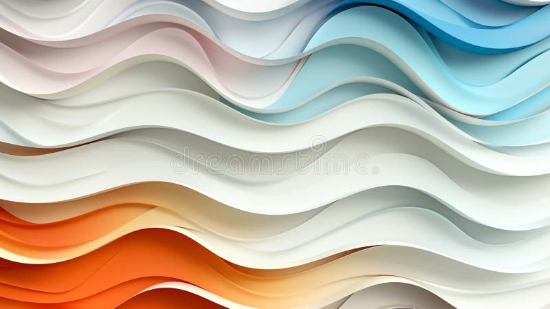 Serene Abstract Waves in Cool Blues Warm Oranges and Soft Whites ...