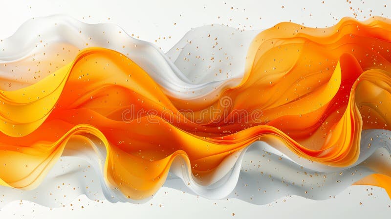 An Abstract Artwork Featuring a Flowing Orange and White Wave Design ...