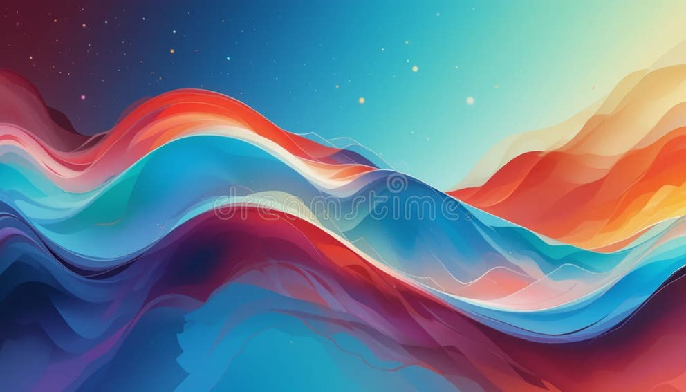 Abstract Artwork Featuring Flowing, Wave-like Forms in Vibrant Colors ...