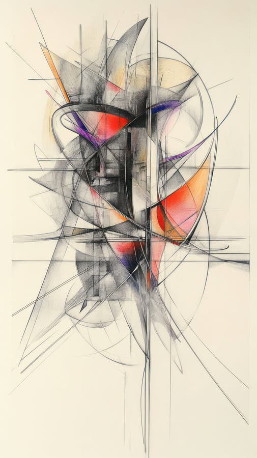 Abstract Artwork Featuring Fragmented Shapes and Vibrant Colors ...