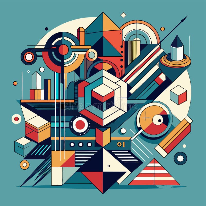 An Abstract Artwork Featuring Geometric Shapes and Lines, with a ...