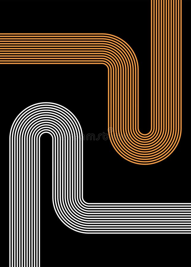 Geometric Abstract Line Art, Brown and White, Minimalist Style, Bold ...