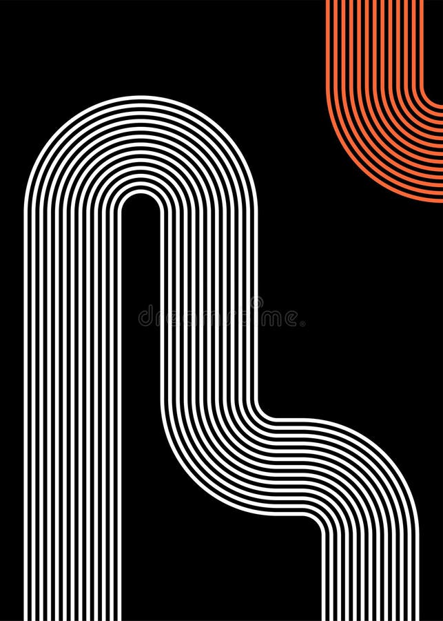 Geometric Abstract Line Art, Brown and White, Minimalist Style, Bold ...