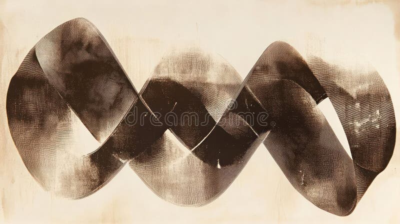 Abstract Artwork Featuring Intertwined Shapes in Black and White Tones ...