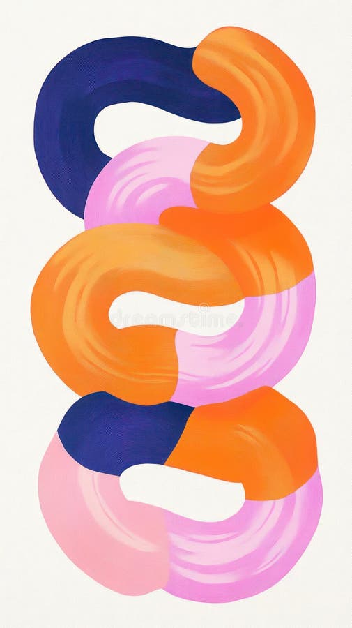 Abstract Artwork Featuring Intertwined Shapes in Vibrant Colors Stock ...