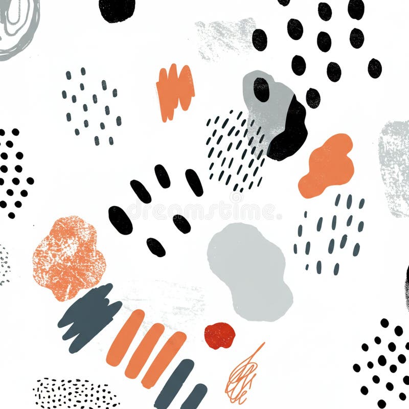 Abstract Artwork Featuring Irregular Shapes and Patterns in Black ...