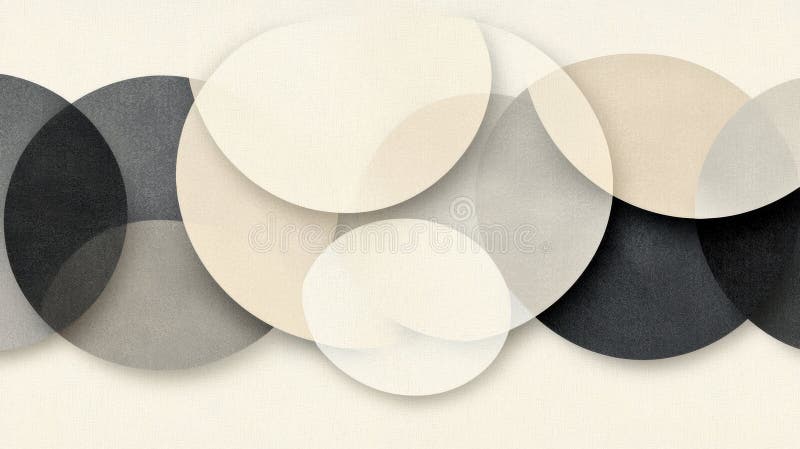 Abstract Artwork Featuring Large, Circular Shapes in Black, White, and ...