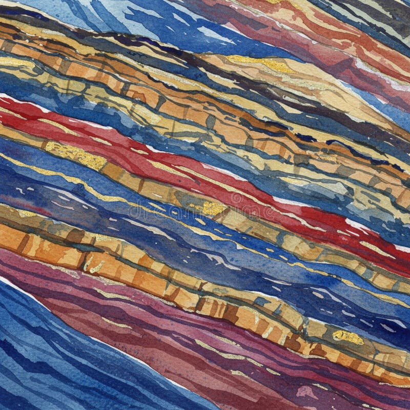 Abstract Artwork Featuring Layered, Wavy Patterns Resembling Geological ...