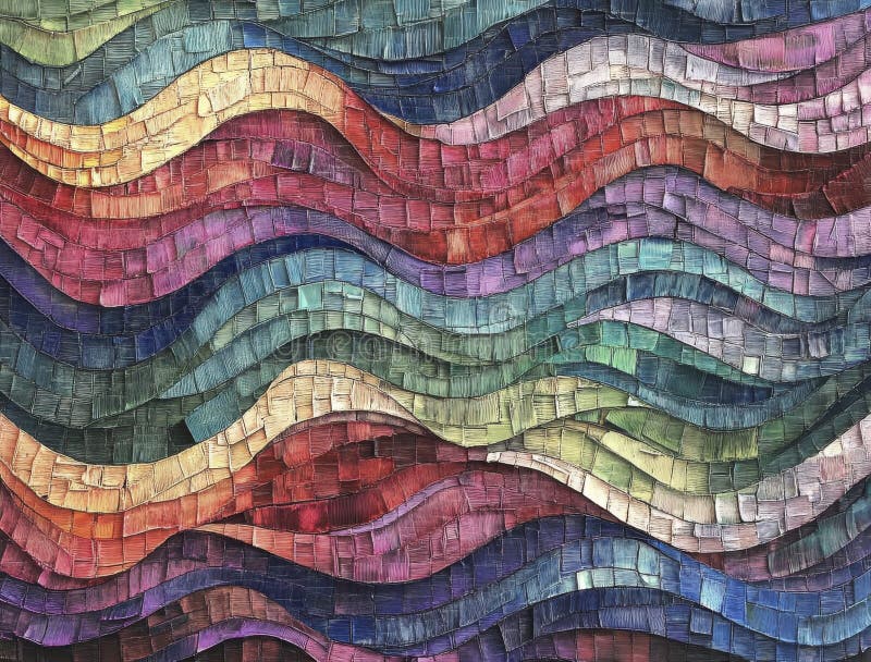 Abstract Multicolored Mosaic Wave Pattern Stock Illustration ...