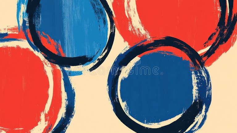 Abstract Red and Blue Circle Painting Modern Art Canvas Stock ...