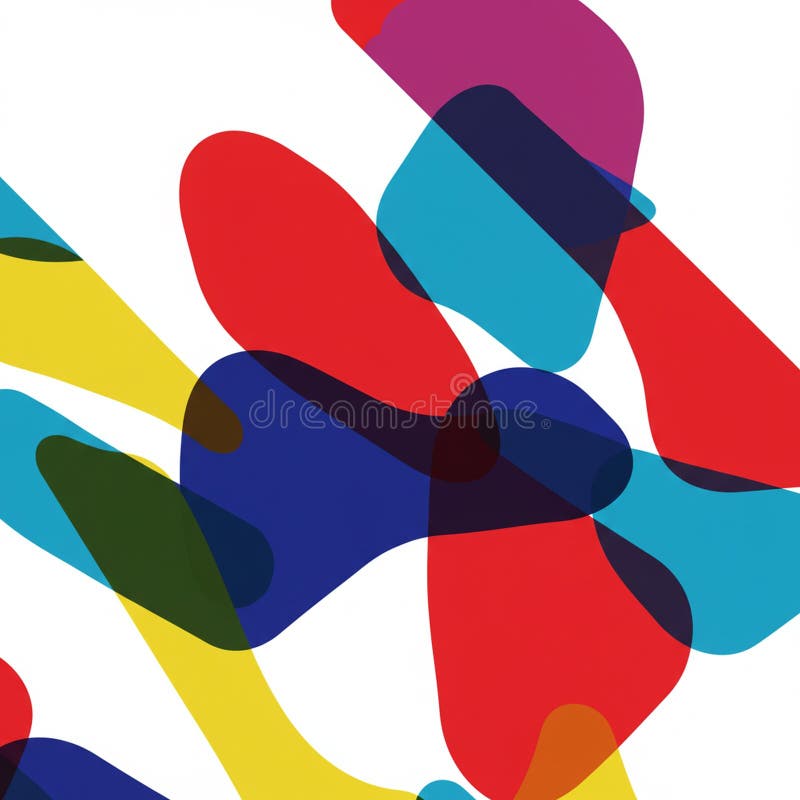 Abstract Artwork Featuring Overlapping, Translucent Shapes in Bold ...