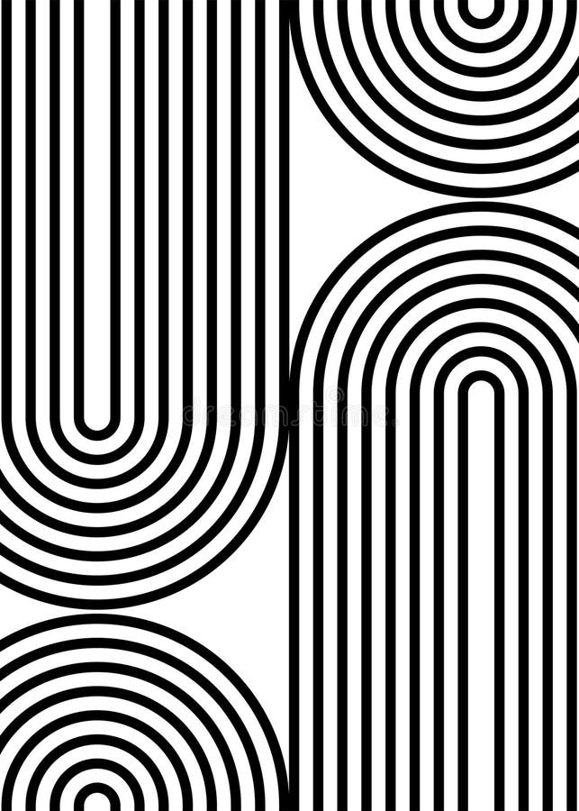 Geometric Abstract Line Art, Black and White, Minimalist Style, Bold ...