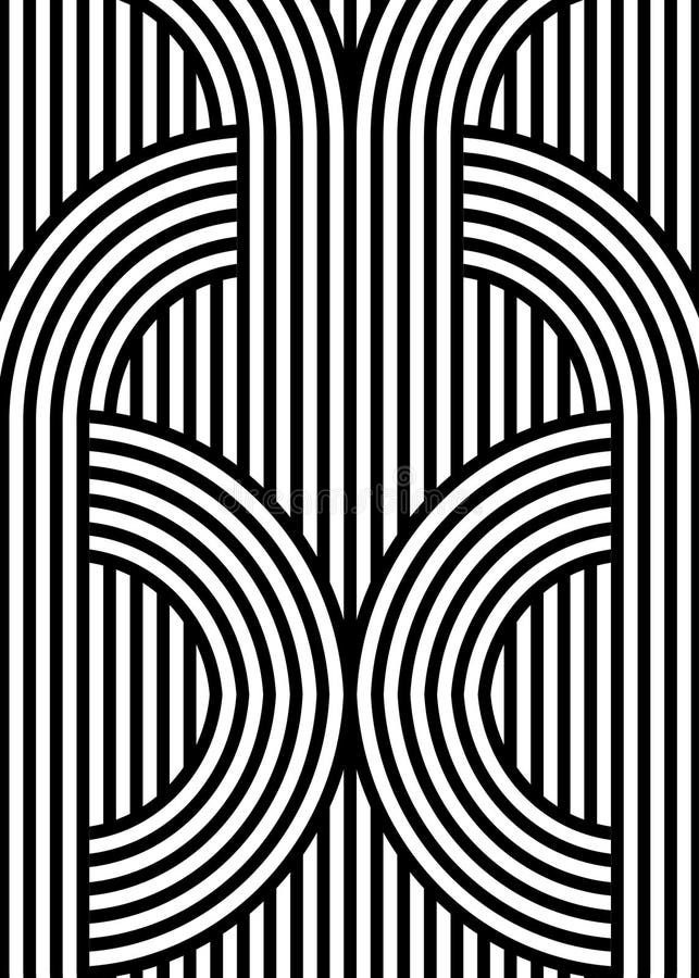 Geometric Abstract Line Art, Black and White, Minimalist Style, Bold ...