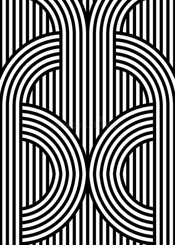 Geometric Abstract Line Art, Black and White, Minimalist Style, Bold ...