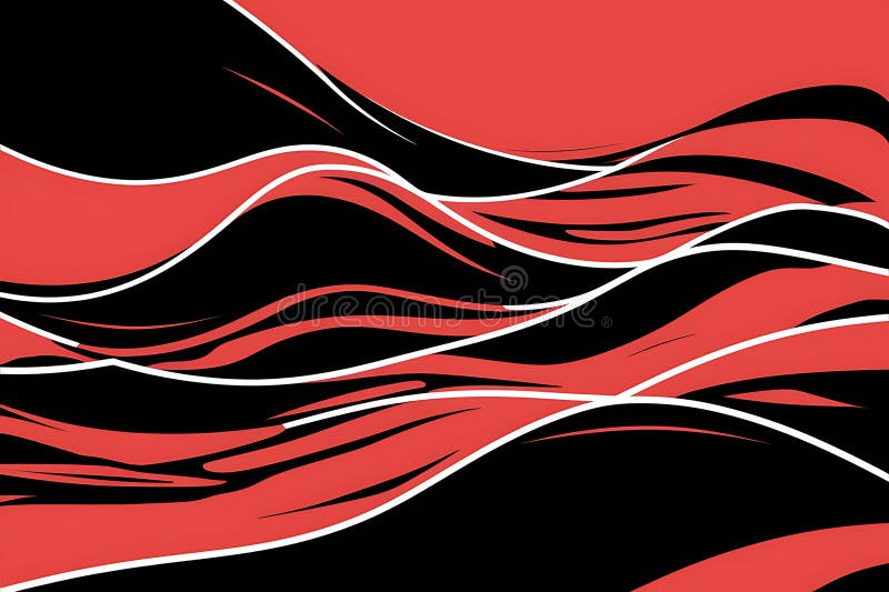 Abstract Red Black White Curved Lines Art Design Stock Illustration ...