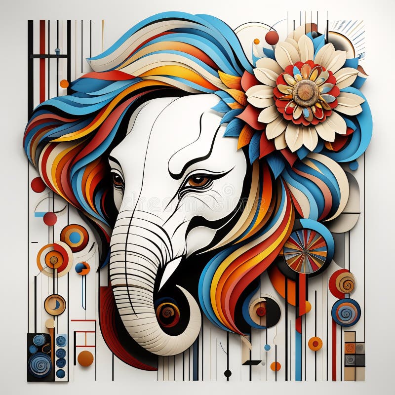 Abstract Artwork Featuring a Stylized Elephant S Face As the Angle ...