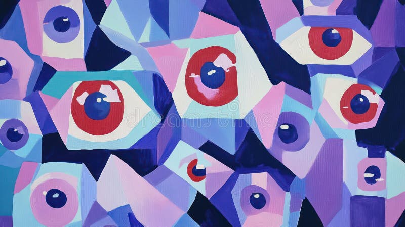 Abstract Geometric Eye Painting: Cubist Style Colorful Eyes Artwork ...