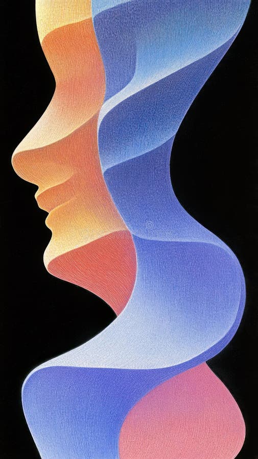 Abstract Artwork Featuring a Stylized Profile in Soft Colors and ...